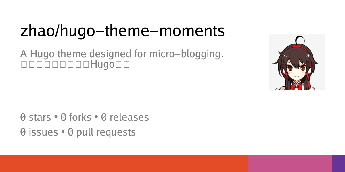 zhao/hugo-theme-moments: A Hugo theme designed for micro-blogging. 专为动态发布设计的Hugo主题 - zhao's Forgejo